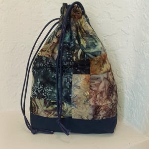 Ninepatch Drawstring Bag in Blues - Fully Lined - Craft Carrier - Party ...