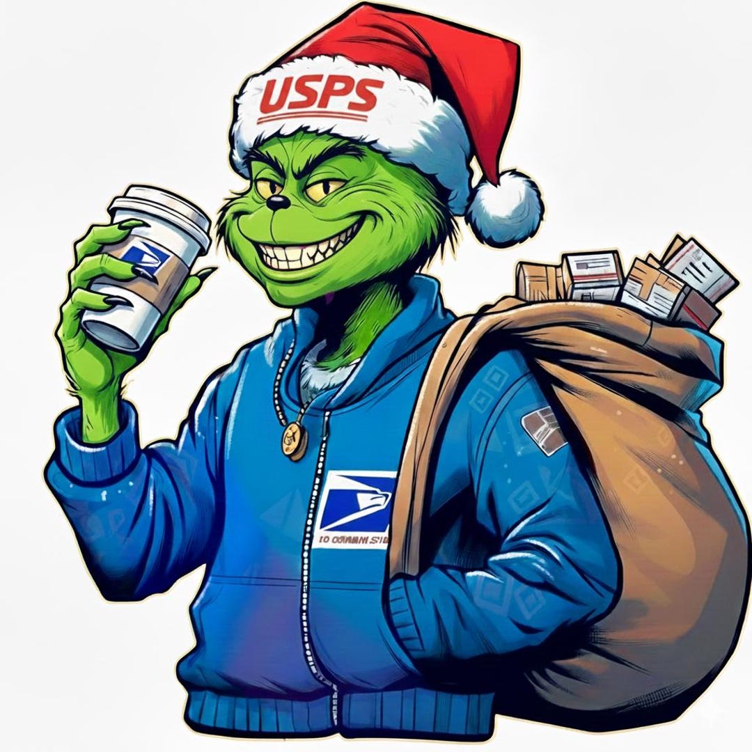Grinch USPS Mail Carrier PNG, Christmas Coffee Sublimation, Instant ...