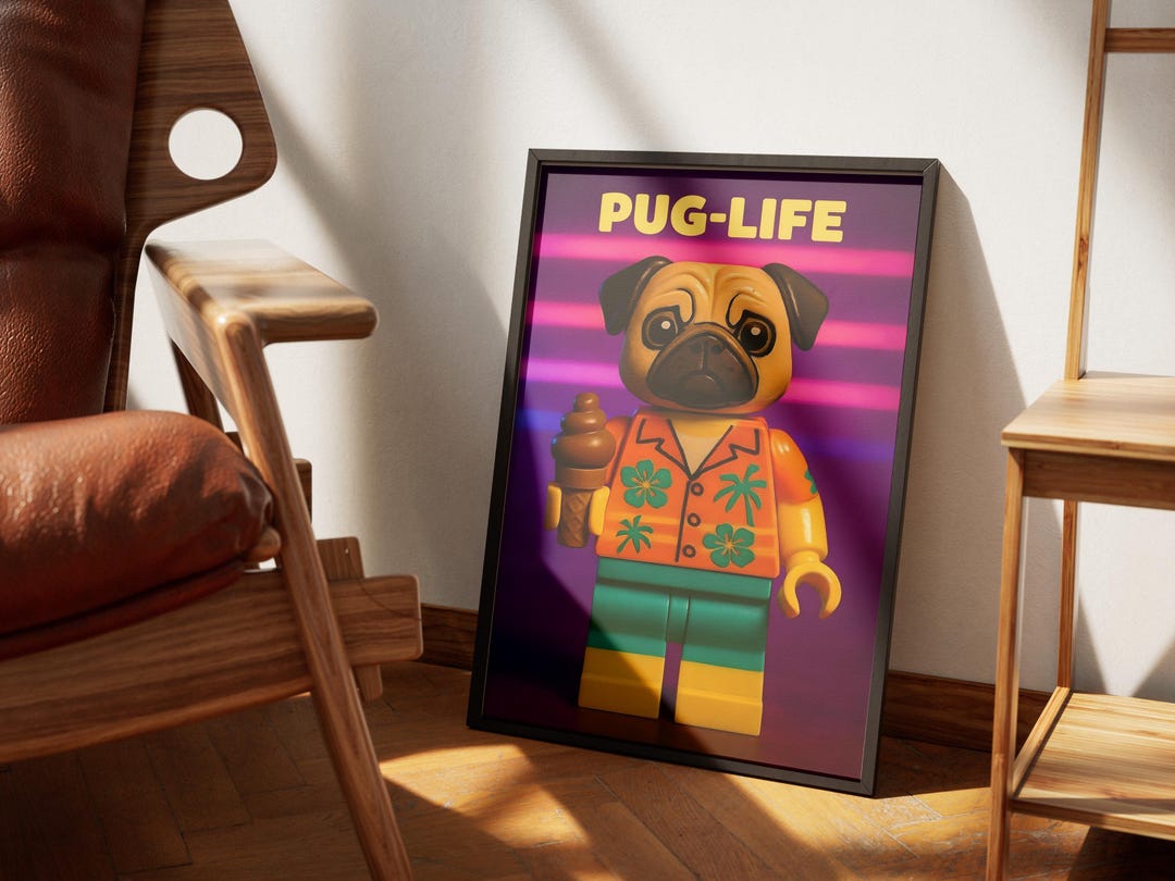 PUG LIFE Lego Style Digital Poster Instant Download - Etsy