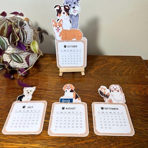 2025 Dog Calendar, Mini Desk Calendar, Month by Month Calendar, Easel ...