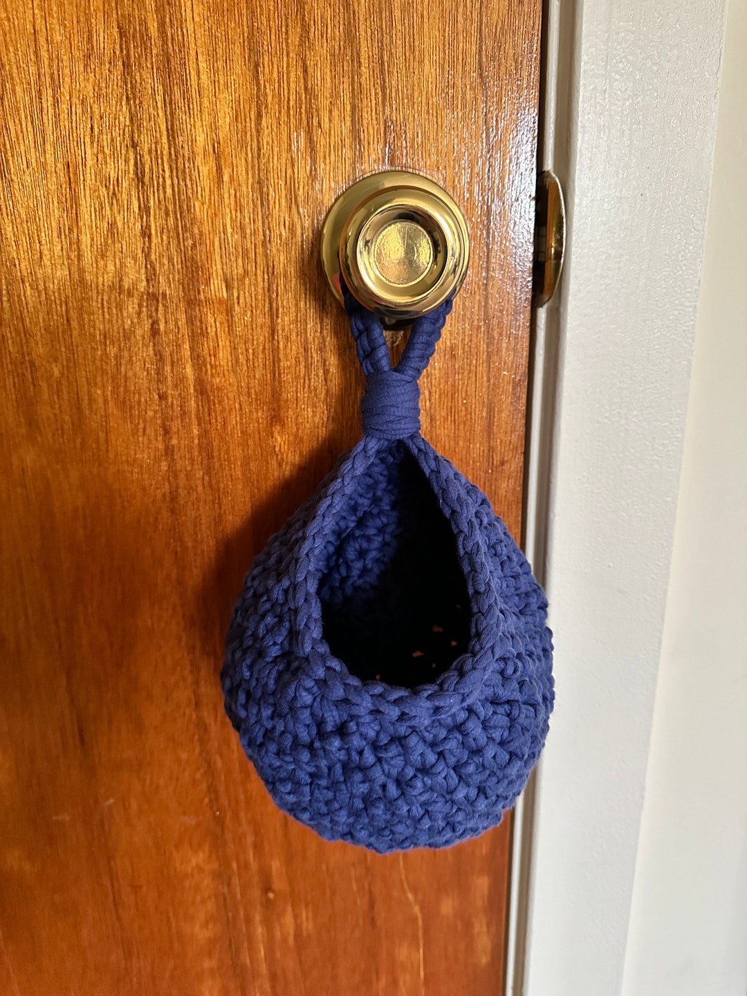 Hanging Crochet Basket, Key Basket, Doorknob Basket - Etsy