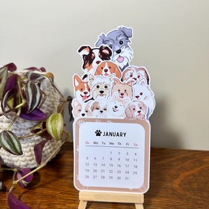 2025 Dog Calendar, Mini Desk Calendar, Month by Month Calendar, Easel ...