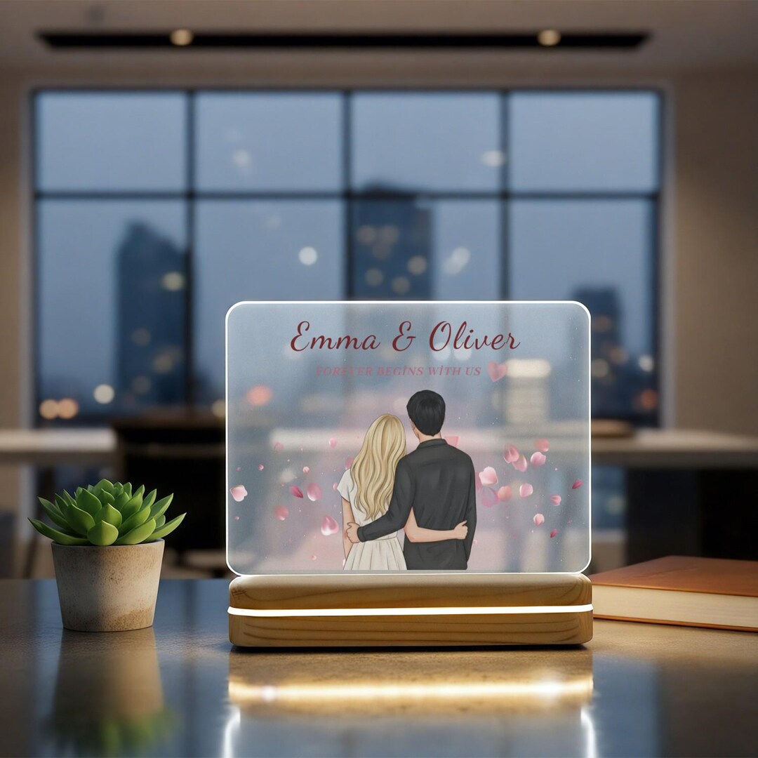 Personalized Couple Acrylic Lamp, Custom Valentine Night Light, Names ...