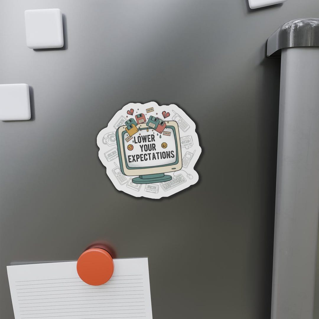 Retro Computer 'lower Your Expectations' Die-cut Magnet | Vintage Tech ...