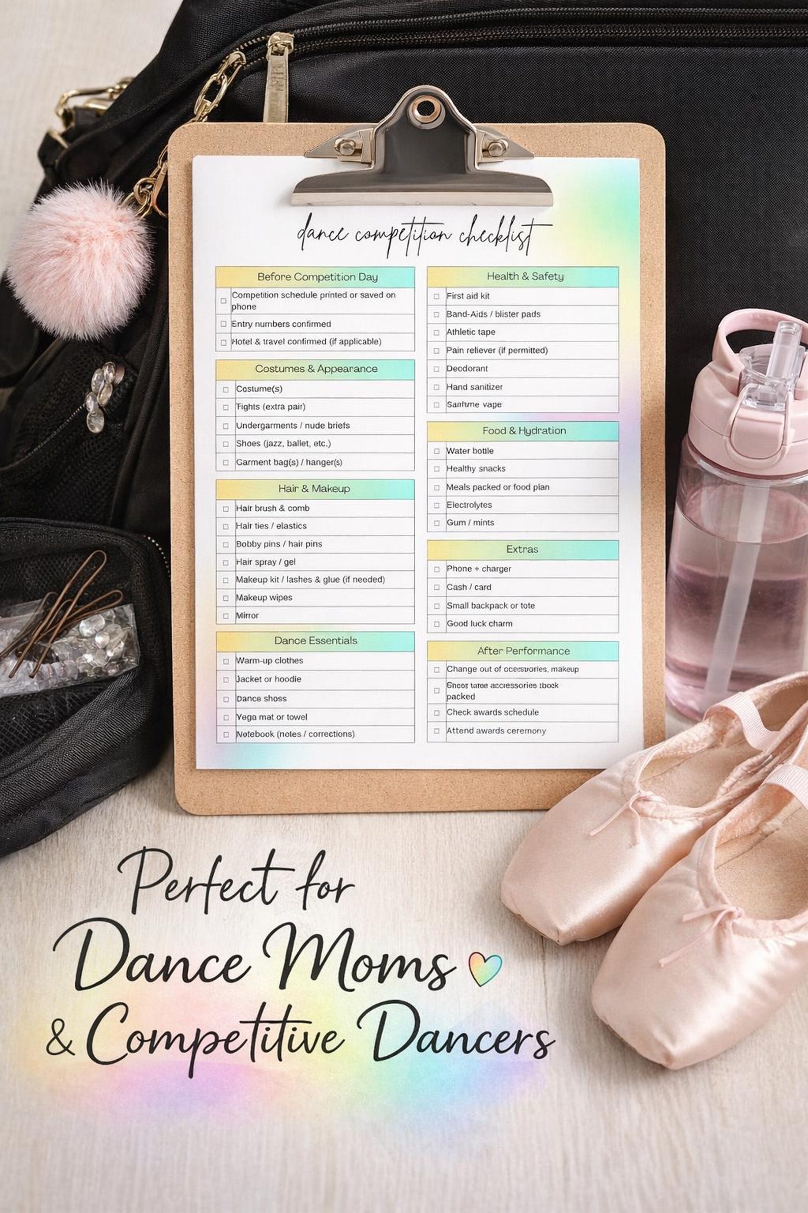Dance Competition Checklist Printable | Dancer Packing List | Dance Mom ...