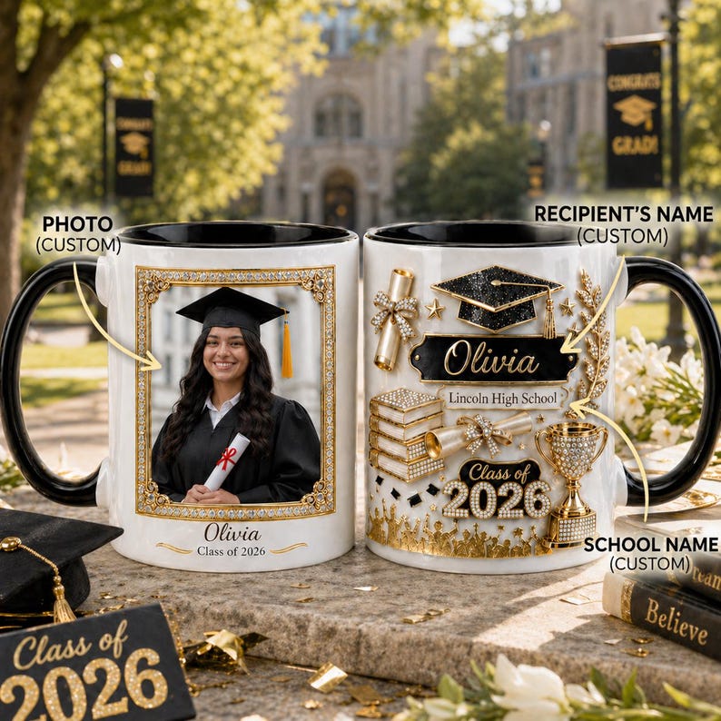 Personalized Graduation Photo Mug, Custom Name School Gift, Class of ...