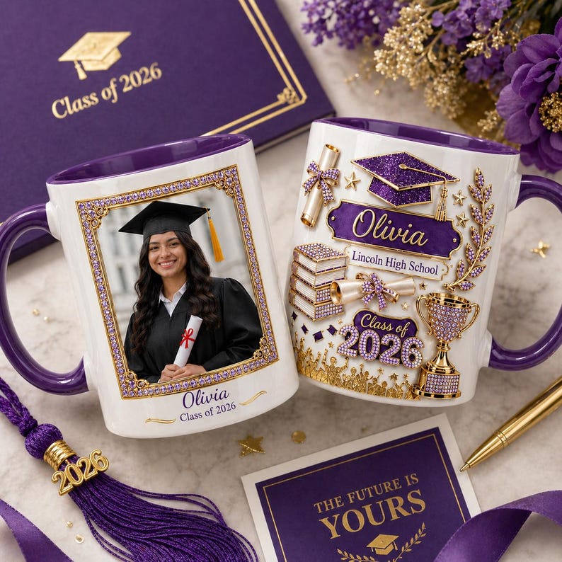 Personalized Graduation Photo Mug, Custom Name School Gift, Class of ...