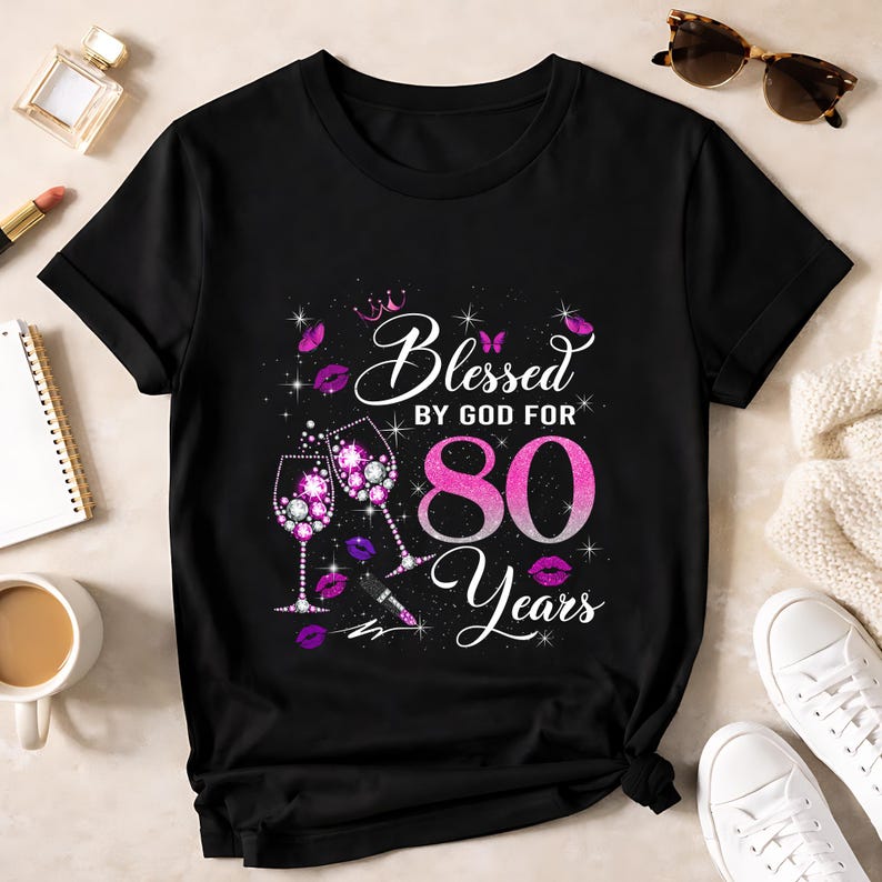 80th Birthday Shirt Women, Blessed by God for 80 Since 1946 ...
