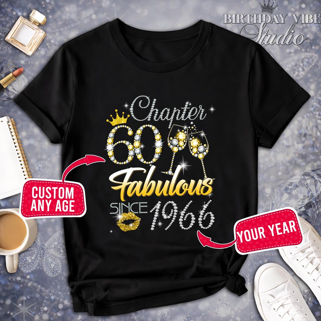 Custom Age 60th Birthday Shirt for Women, Chapter 60 Since 1966 Gift ...