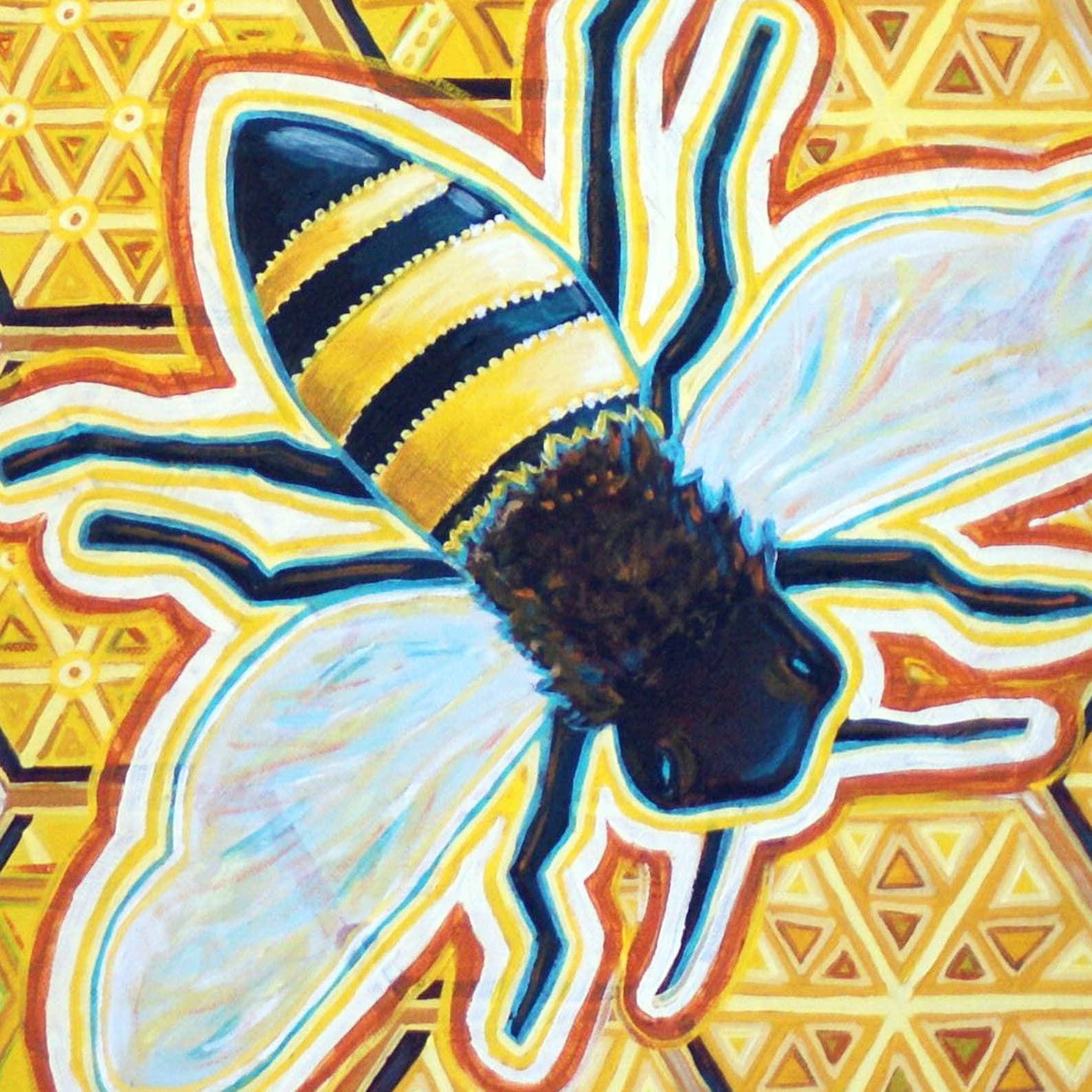 Sacred Bees, Geometric Bees, Honeycomb Pattern, Hexagon Art, Beehive ...