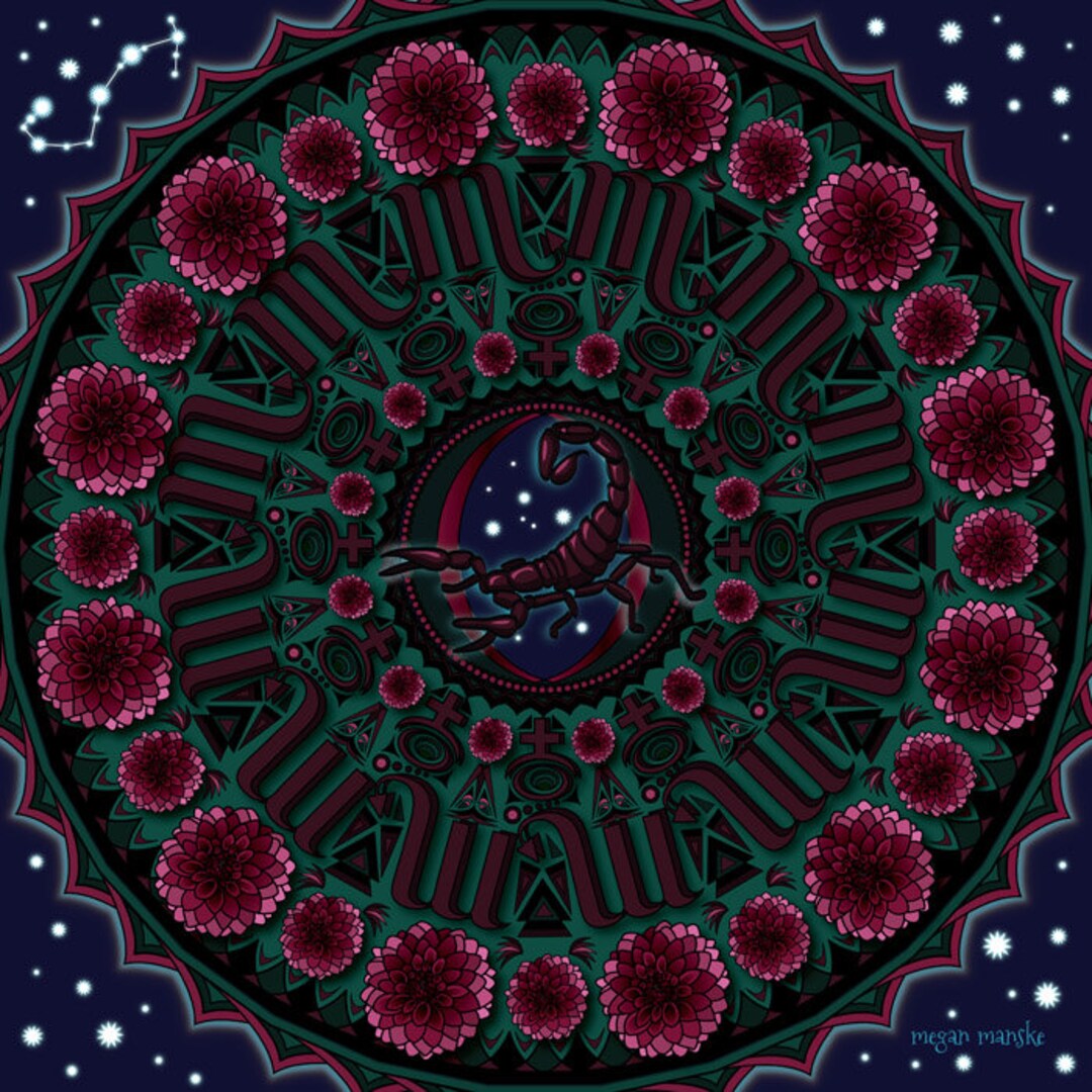 Scorpio Mandala, Zodiac Sign, Scorpion Art Print, Astrological Sign ...