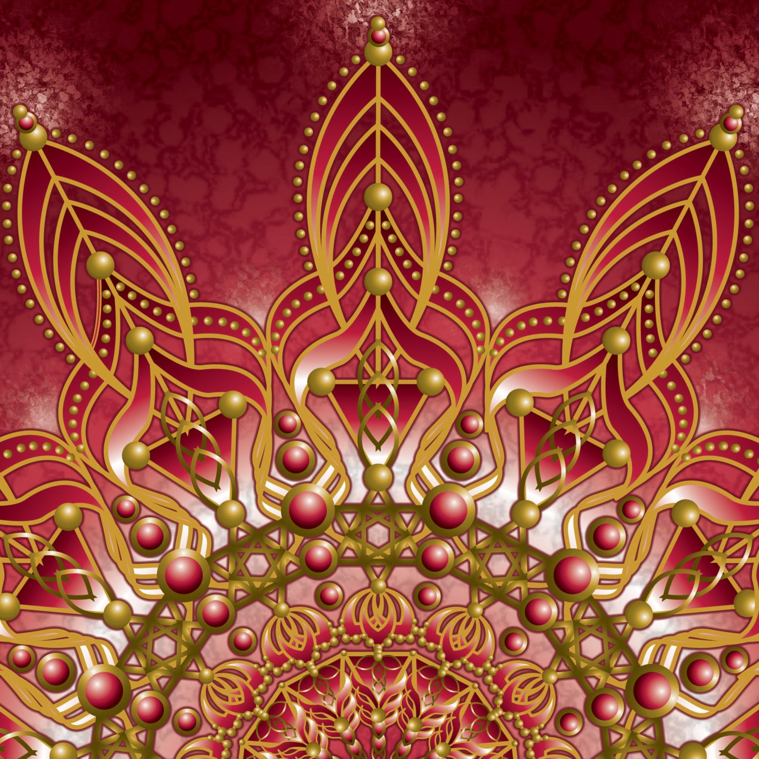 Divine Feminine, Red Mandala, Red and Gold, Geometric Art, Mandala Art ...