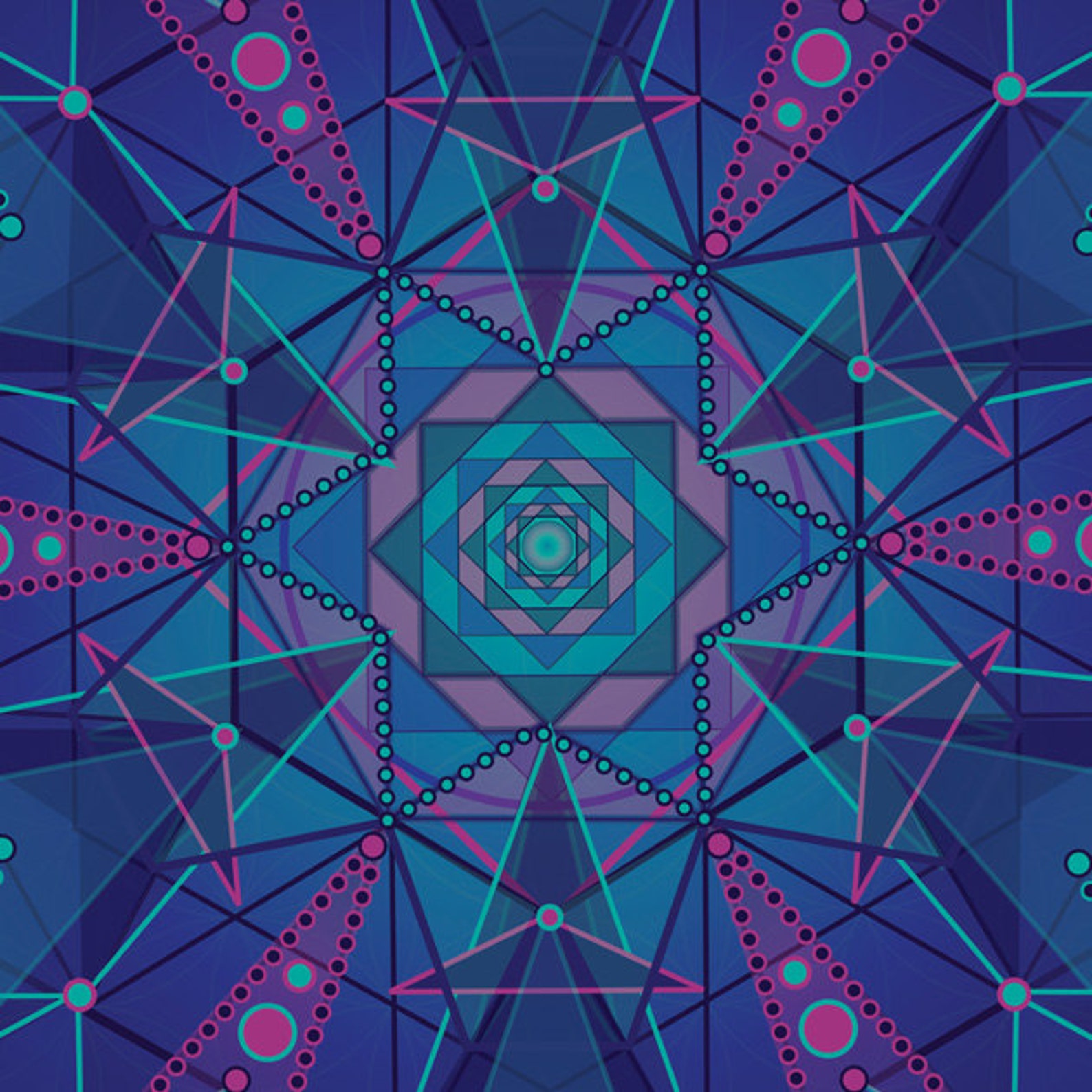 Introspection Mandala, Turquoise and Purple, Geometric Design, Mandala ...