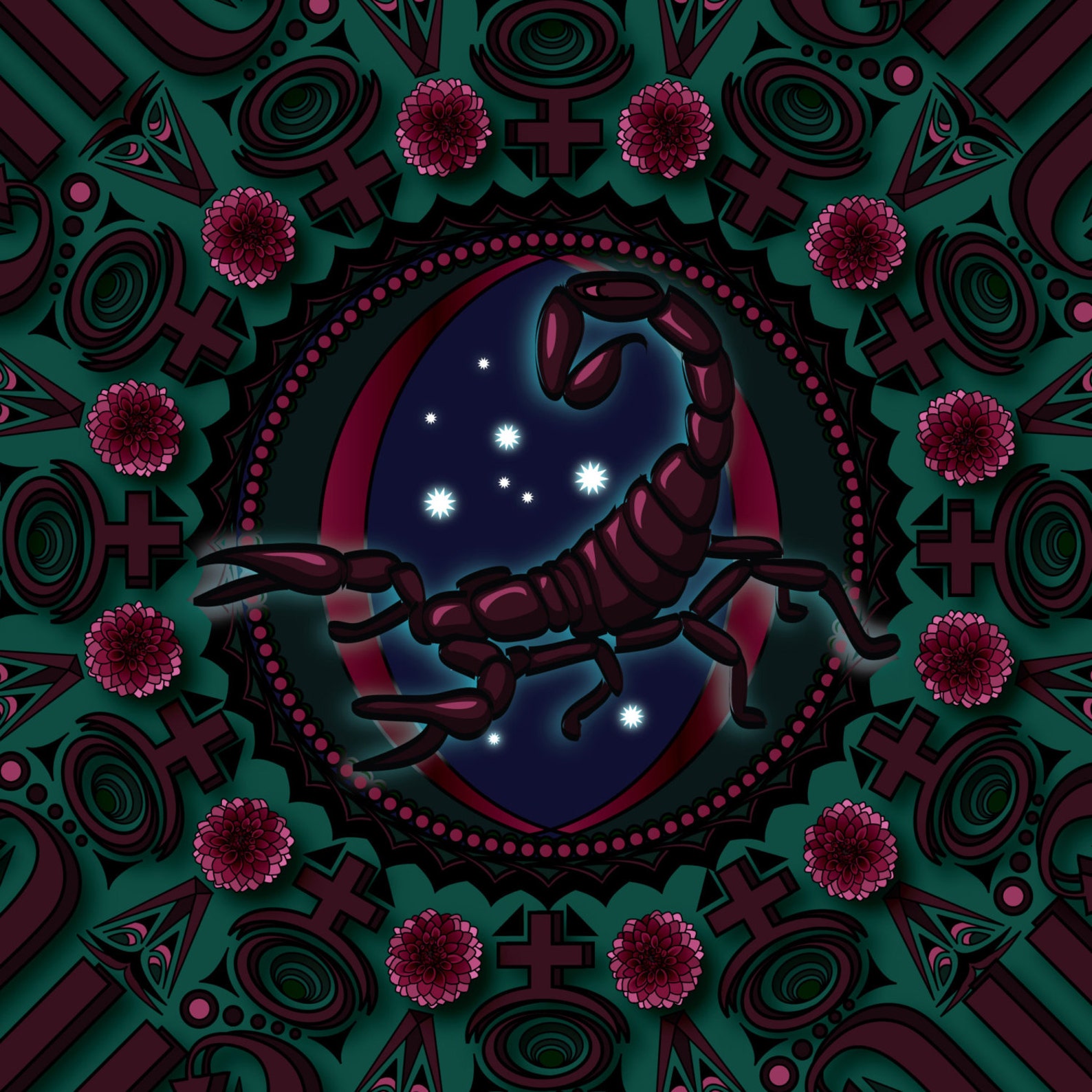 Scorpio Mandala, Zodiac Sign, Scorpion Art Print, Astrological Sign ...