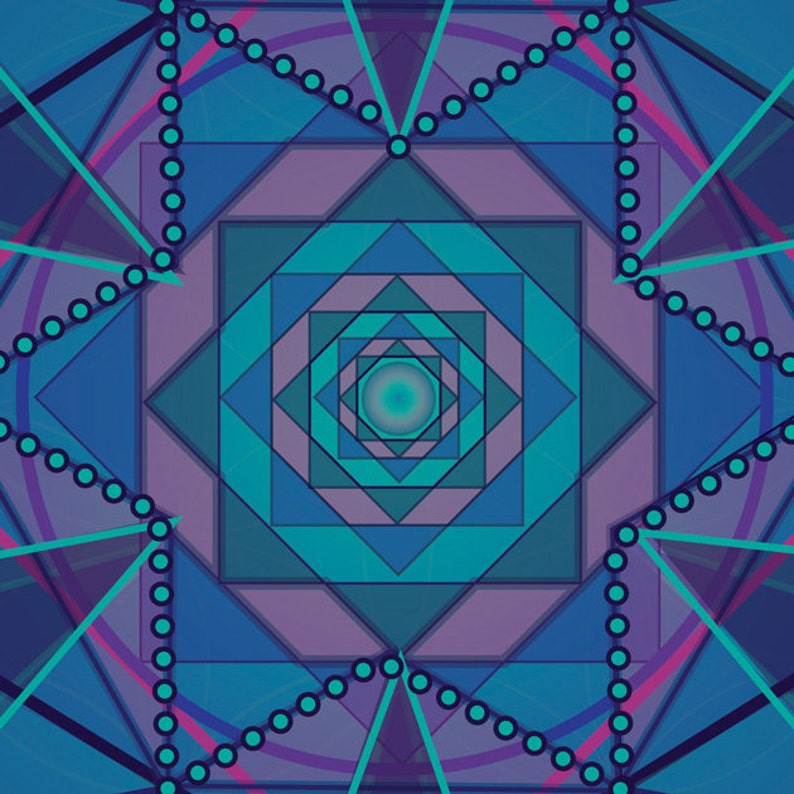 Introspection Mandala, Turquoise and Purple, Geometric Design, Mandala ...