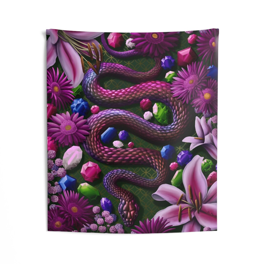 Slither Rainbow Iridescent Snake With Jewels and Flowers Indoor Wall ...