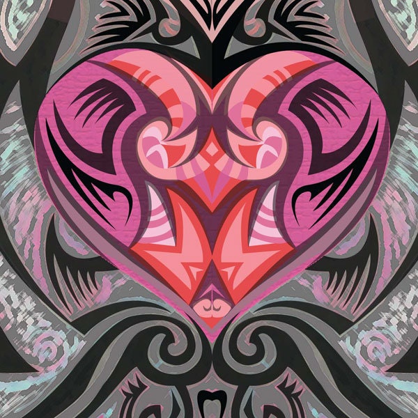 A Tattooed Kind of Love, Digital Painting, Tribal Heart, Tribal Design ...