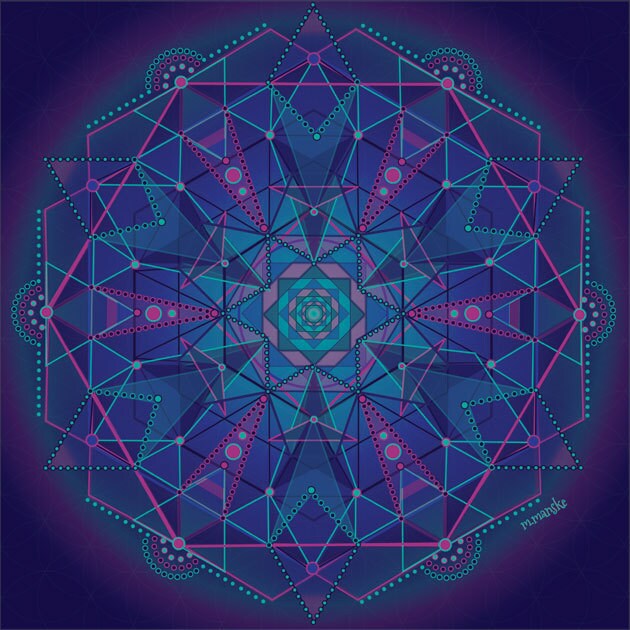 Introspection Mandala, Turquoise and Purple, Geometric Design, Mandala ...