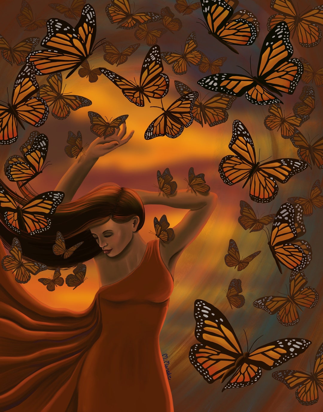 Flutter | Mystical Monarch Butterfly Art Print | Whimsical Nature Wall ...