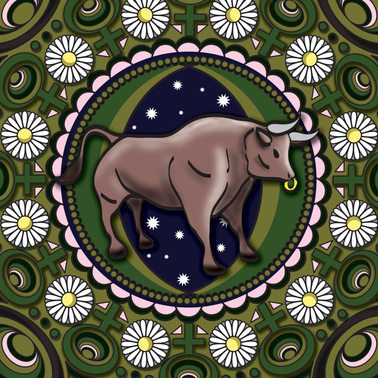 Taurus Mandala, Zodiac Art, Constellation Art, Daisy, Mandala Print ...
