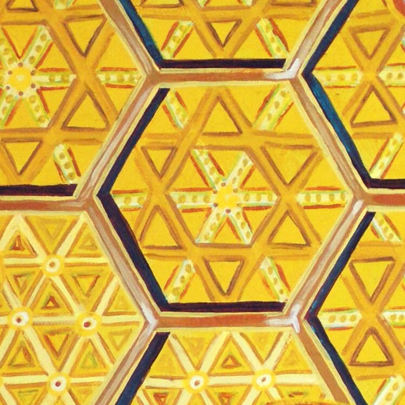 Sacred Bees, Geometric Bees, Honeycomb Pattern, Hexagon Art, Beehive ...