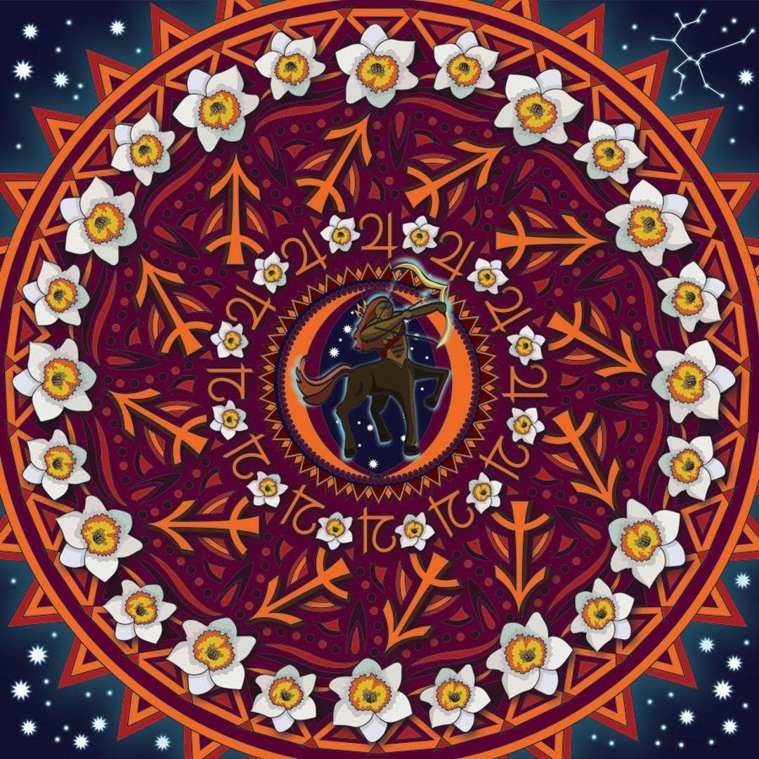Sagittarius Zodiac Art Print | Archer Symbol | Astrology Wall Decor ...