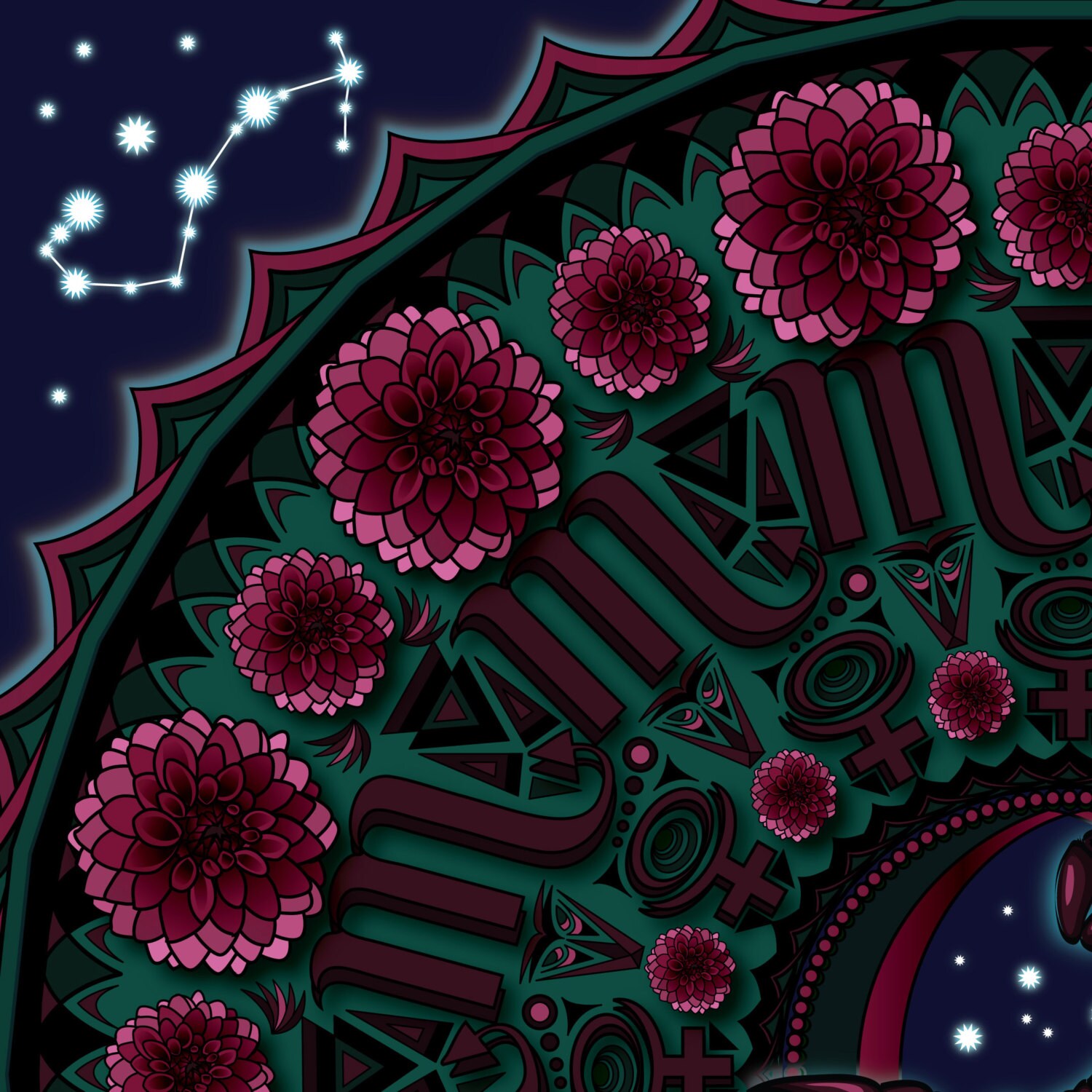 Scorpio Mandala, Zodiac Sign, Scorpion Art Print, Astrological Sign ...