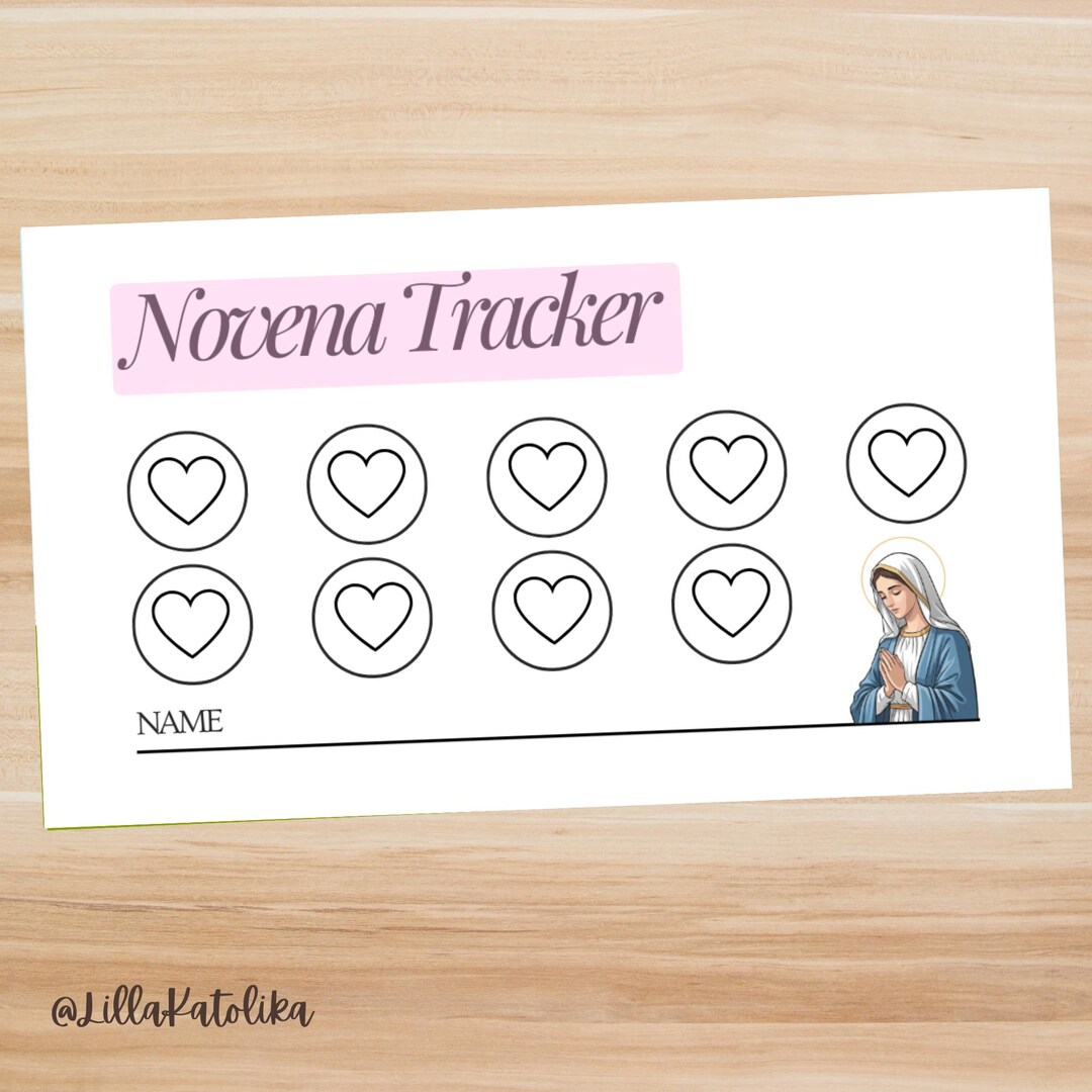 Novena Tracker - Catholic Prayer Card - Pink Printable Gift - Etsy