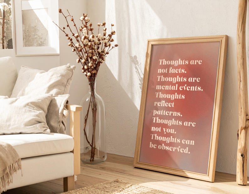 Mental Health Poster, CBT Therapy Office Art, Thoughts Are Not Facts ...