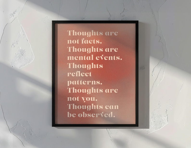 Mental Health Poster, CBT Therapy Office Art, Thoughts Are Not Facts ...