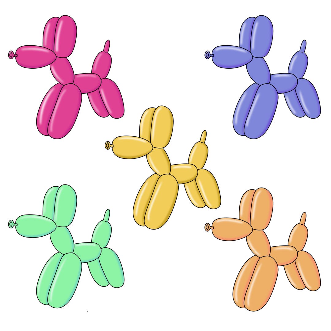 Balloon Dog Clip Art Bundle Bright Colors - Etsy