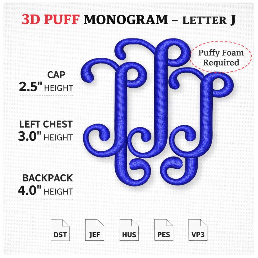 3D Puff Embroidery File Raised 3D Logo Design for Embroidery Machine ...