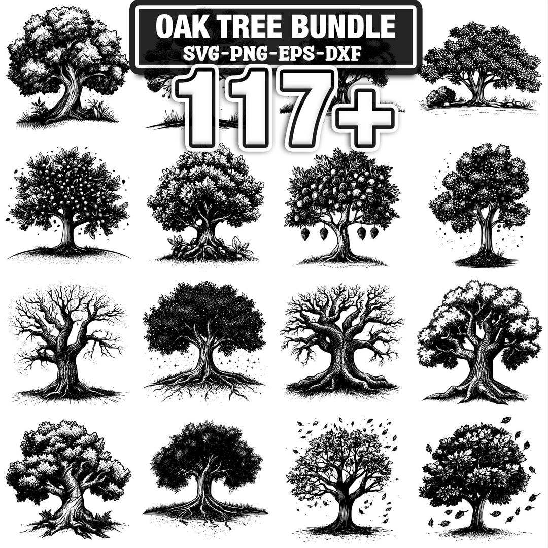 117+ Oak Tree Svg, Png, Dxf, Eps Designs Bundle | Instant Digital ...