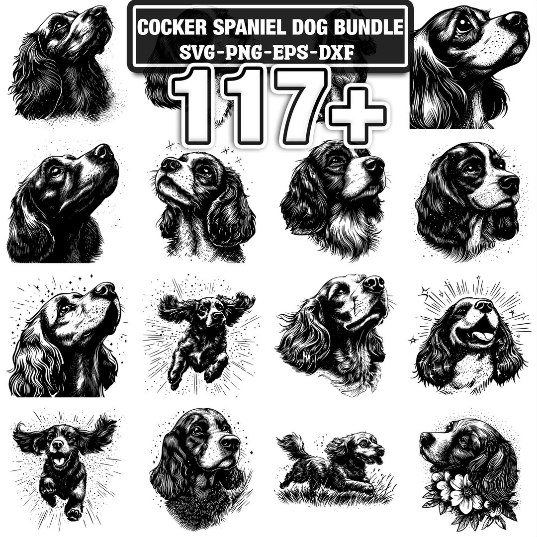 117+ Cocker Spaniel Dog Svg, Png, Dxf, Eps Designs Bundle | Instant ...