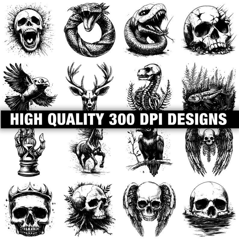 117+ Blackwork Tattoo Style Svg, Png, Dxf, Eps Designs Bundle | Instant ...