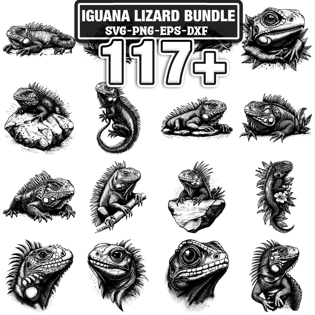 117+ Iguana Lizard Svg, Png, Dxf, Eps Designs Bundle | Instant Digital ...