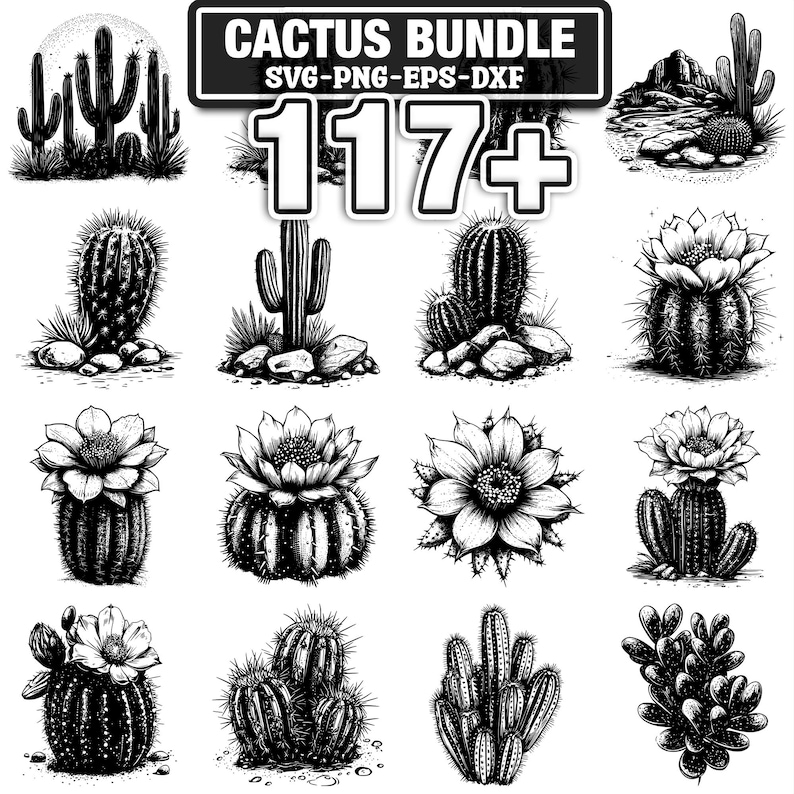 117+ Cactus Svg, Png, Dxf, Eps Designs Bundle | Instant Digital ...