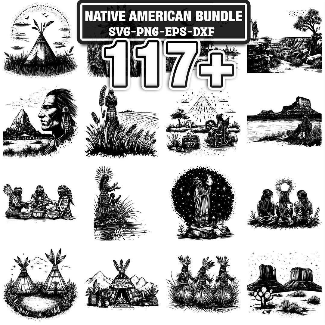 117+ Native American Scene Svg, Png, Dxf, Eps Designs Bundle | Instant ...