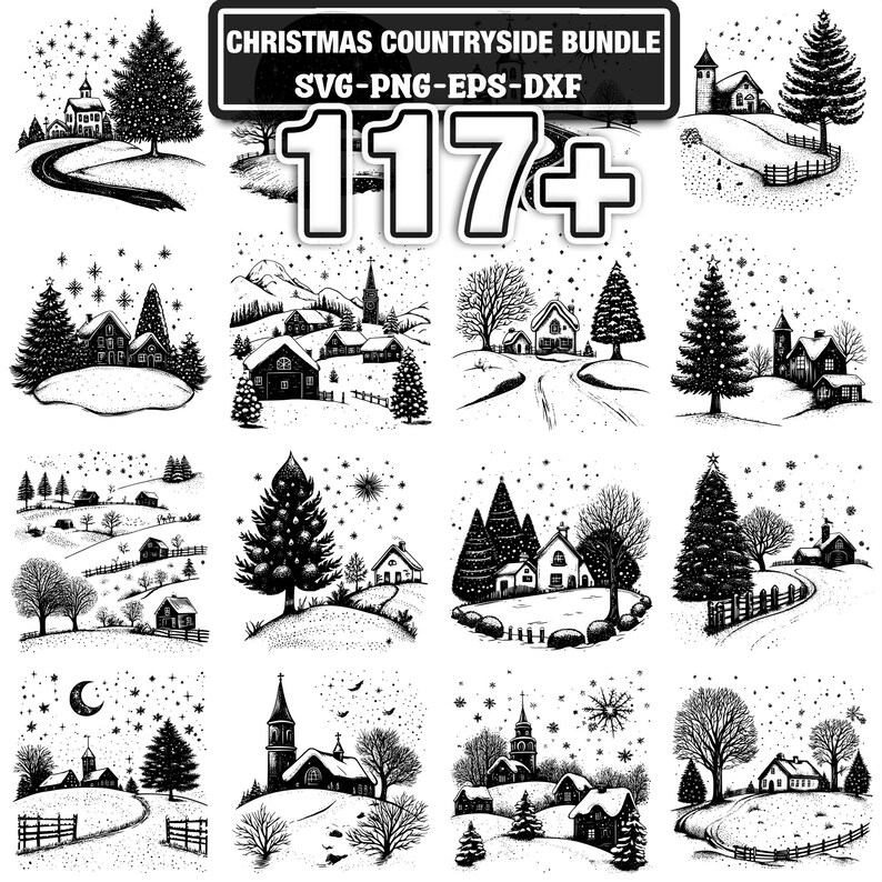 117+ Christmas Countryside Winter Svg, Png, Dxf, Eps Designs Bundle ...