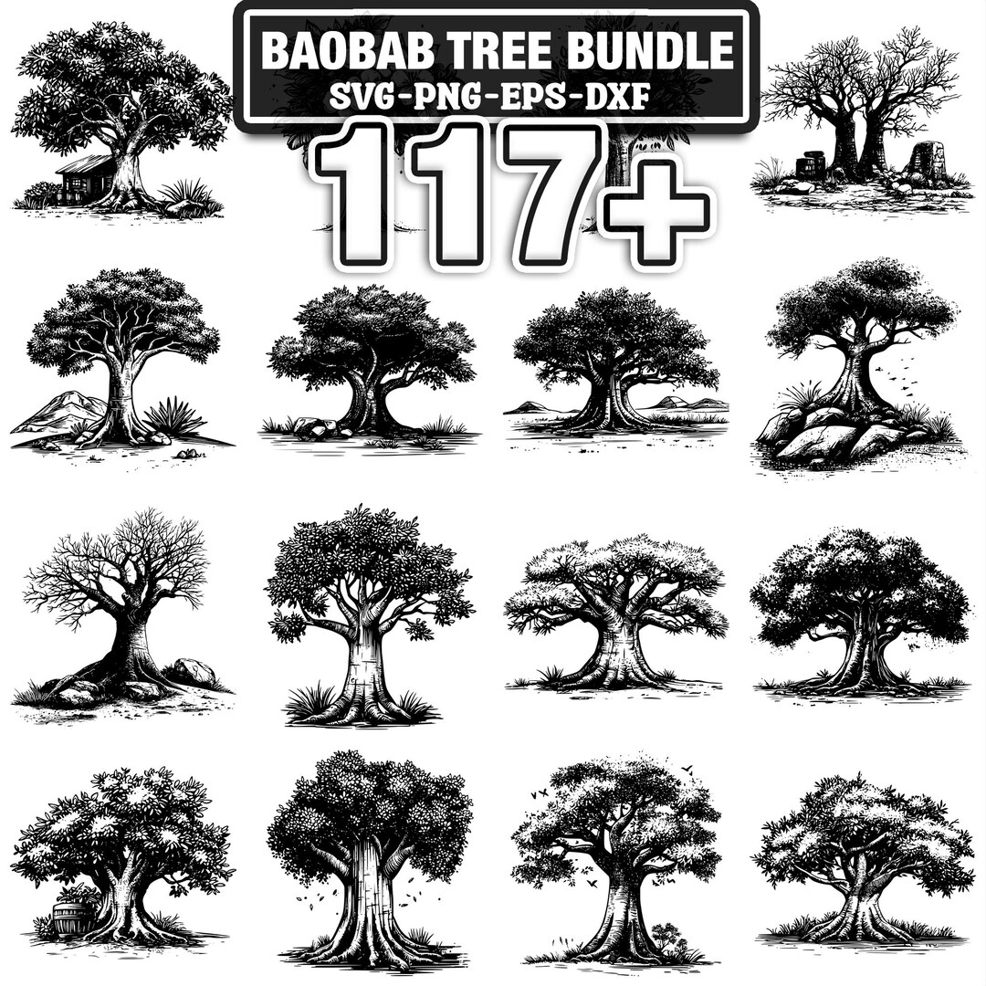 117+ Baobab Tree Svg, Png, Dxf, Eps Designs Bundle | Instant Digital ...