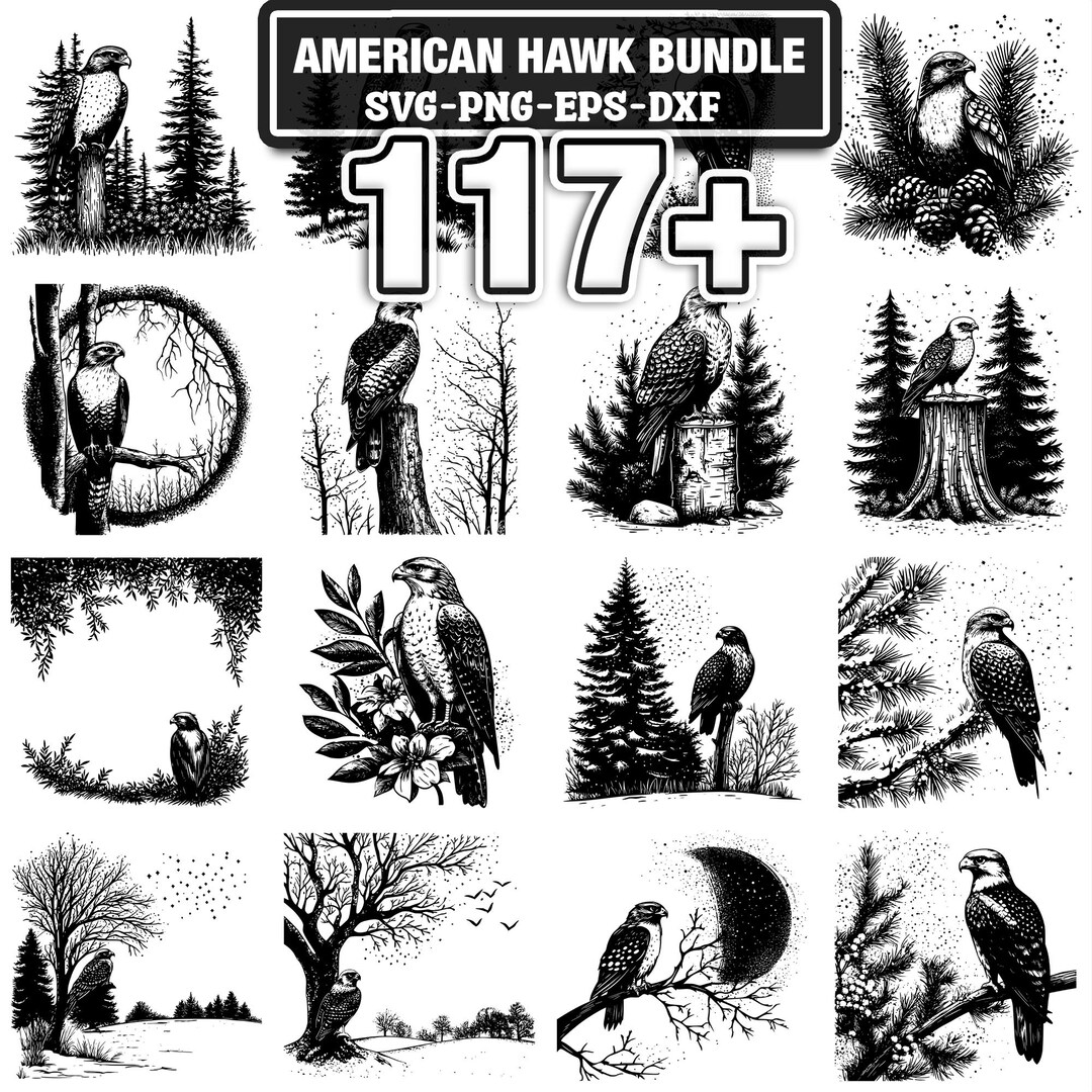 117+ American Hawk Svg, Png, Dxf, Eps Designs Bundle | Instant Digital ...