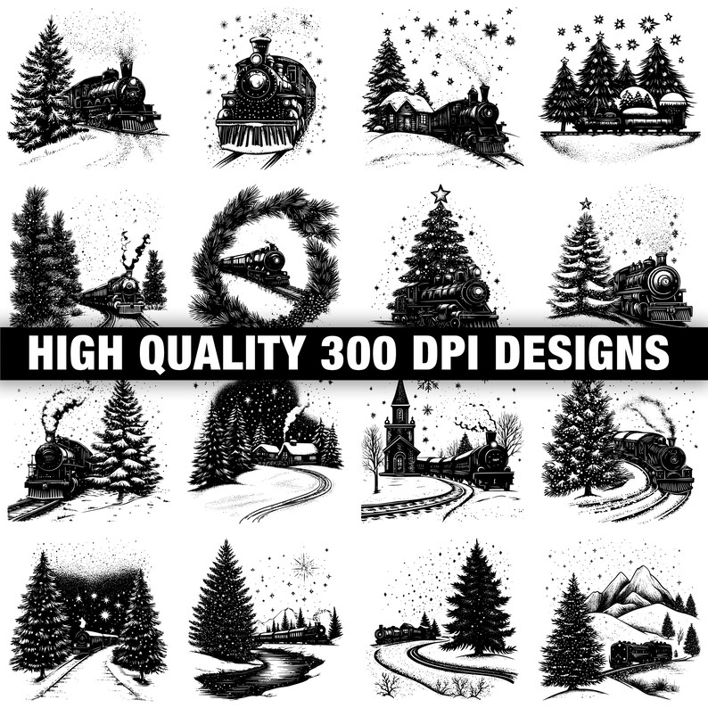 117+ Christmas Train Journey Svg, Png, Dxf, Eps Designs Bundle ...