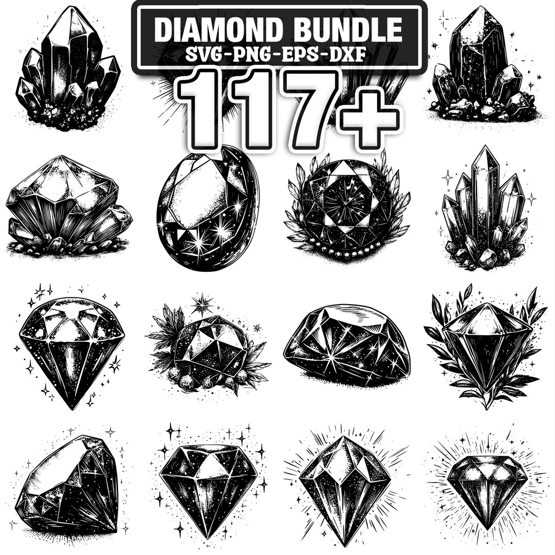 117+ Diamond Svg, Png, Dxf, Eps Designs Bundle | Instant Digital ...
