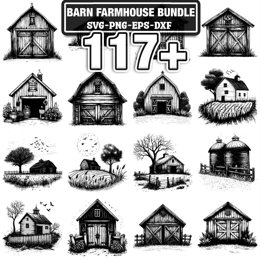 117+ Barn Farmhouse Svg, Png, Dxf, Eps Designs Bundle | Instant Digital ...