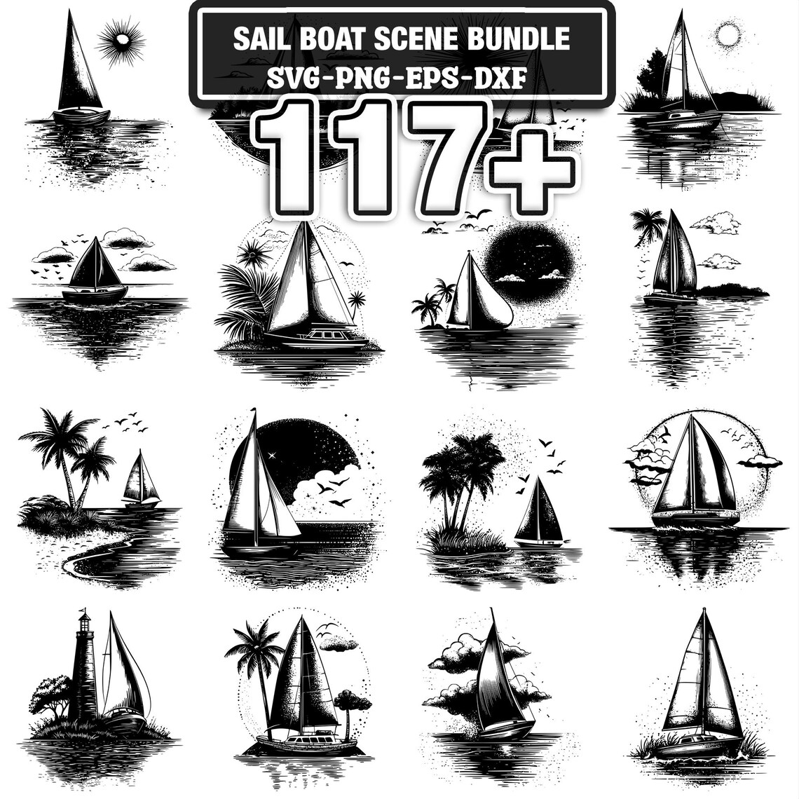 Sail Boat Scene SVG Bundle | 117+ Cut Files (svg, Png, Dxf, Eps ...