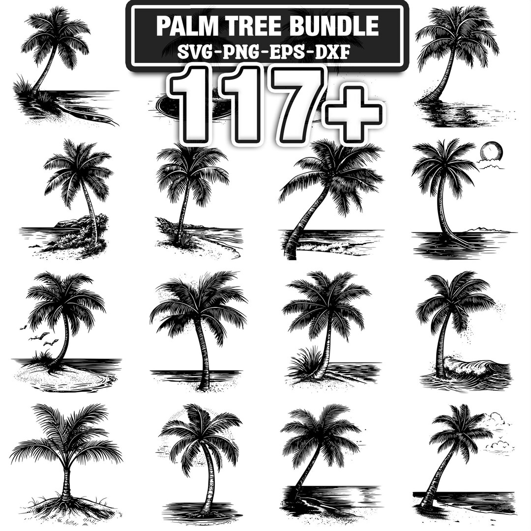 117+ Palm Tree Svg, Png, Dxf, Eps Designs Bundle | Instant Digital ...