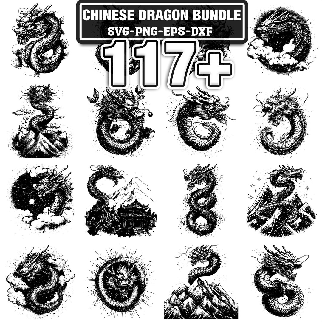 117+ Chinese Dragon Svg, Png, Dxf, Eps Designs Bundle | Instant Digital ...