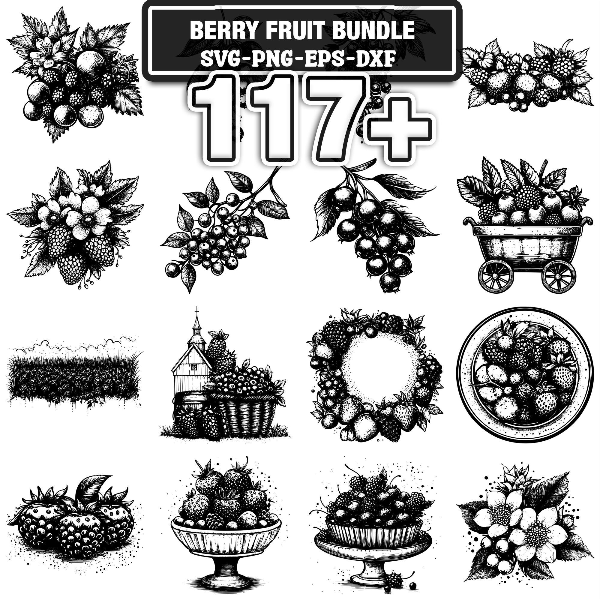 Berry Fruit Svg Bundle | 117+ Svg Png Eps Dxf Clipart | Instant Digital ...