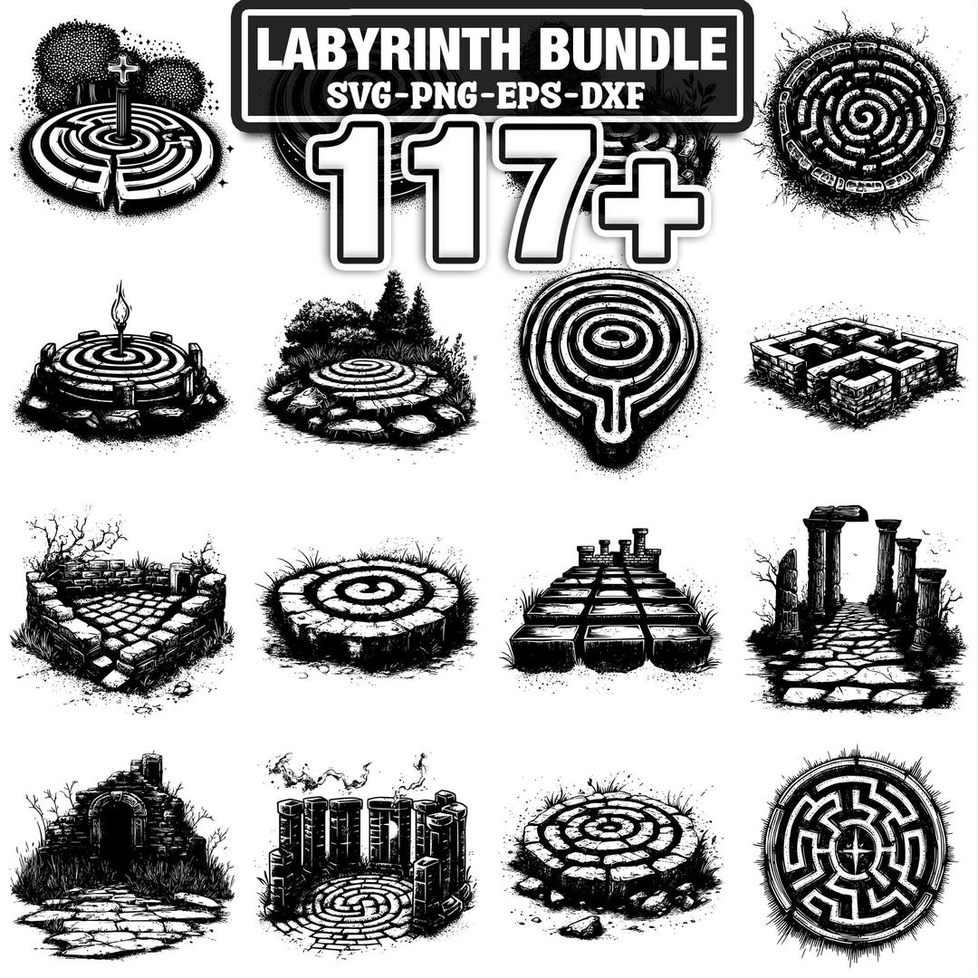 117+ Labyrinth Svg, Png, Dxf, Eps Designs Bundle | Instant Digital ...