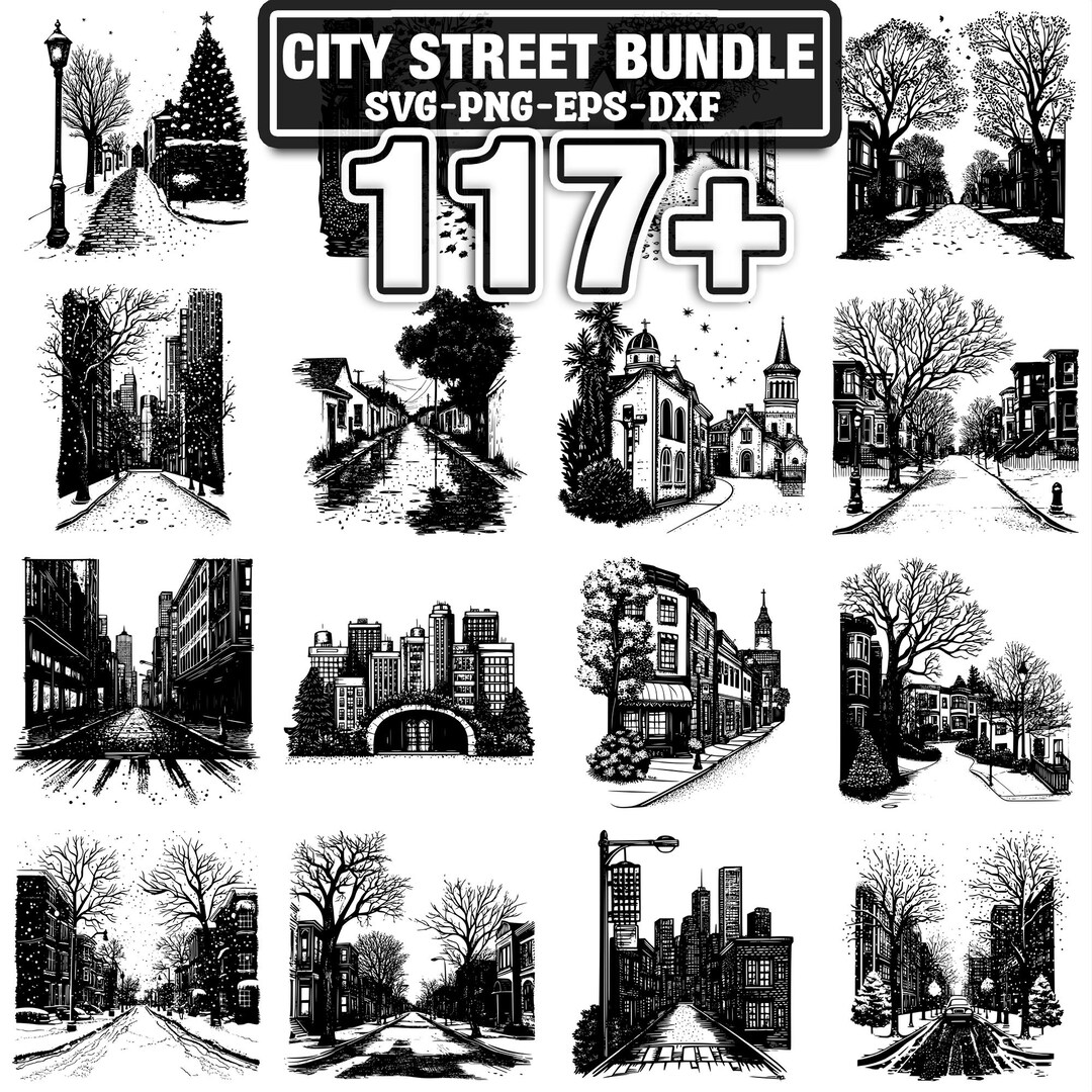 117+ City Street Svg, Png, Dxf, Eps Designs Bundle | Instant Digital ...